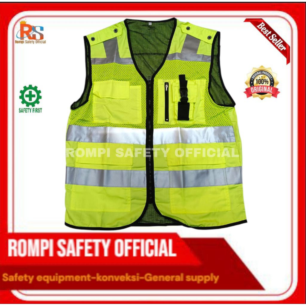 Jual ROMPI SAFETY BAHAN TASLAN WATERPROOF WARNA HIJAU STABILO / ROMPI ...