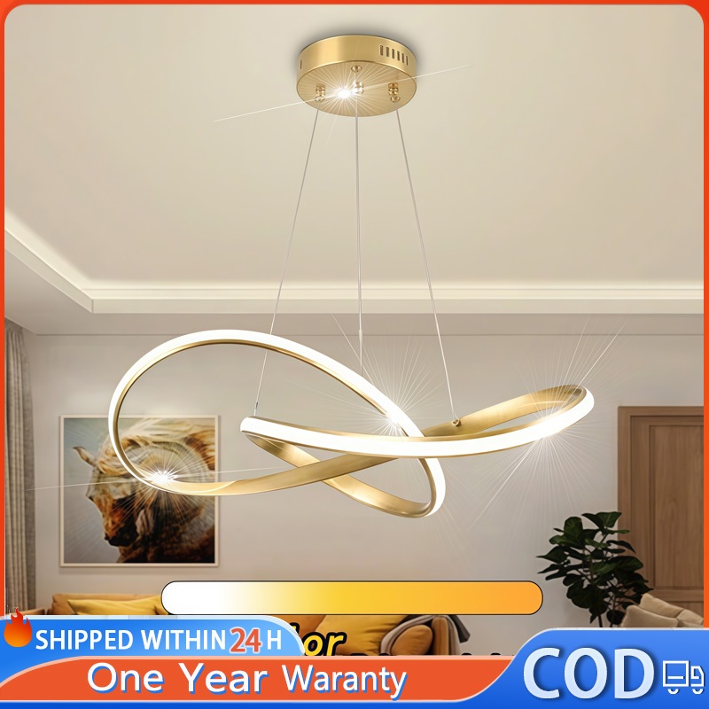 Jual Lampu Gantung Restoran Led Modern Cincin Ganda Minimalis 3 Warna Chandelier Nordic Ruang ...