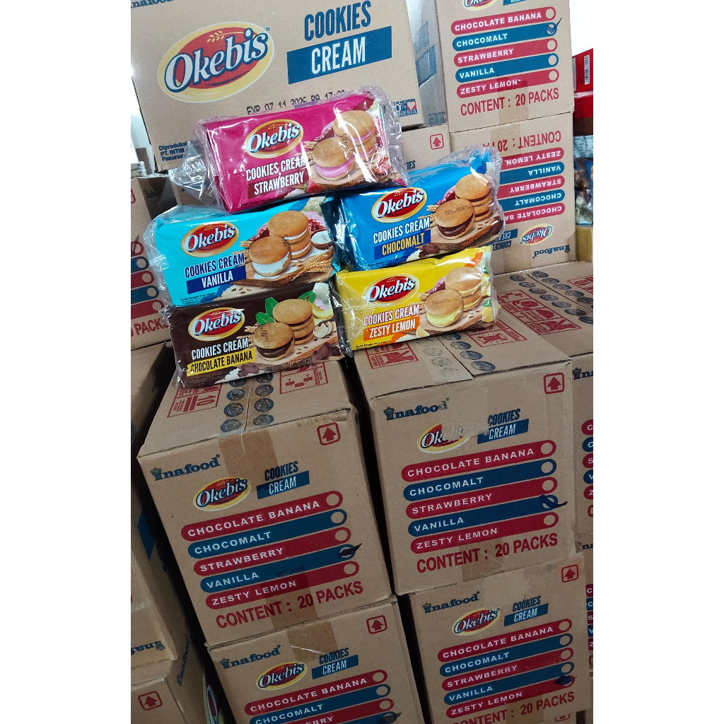 Jual Okebis Inafood Cookies Cream 170gr - 1 dus isi 20pcs (KARTONAN ...