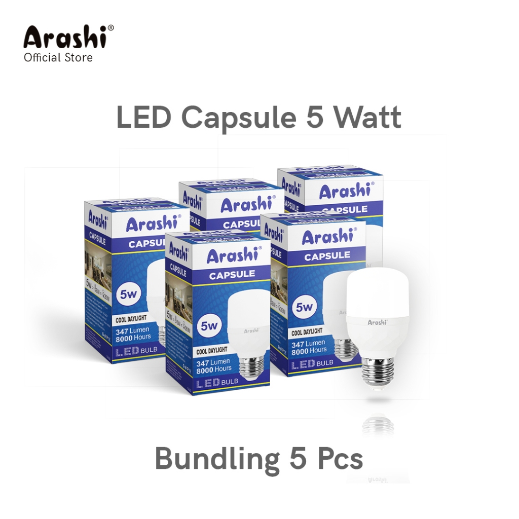Jual Arashi Lampu LED Capsule 5W Cahaya Putih Paket 5pcs | Shopee Indonesia