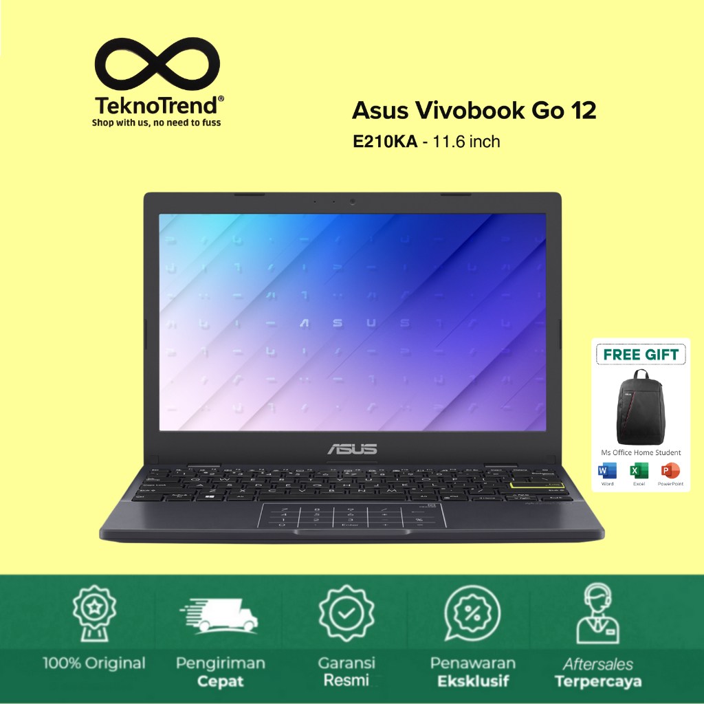 Jual Asus Vivobook GO 12 E210KA N4500 8GB/128GB 12" FHD Win11 | Shopee ...