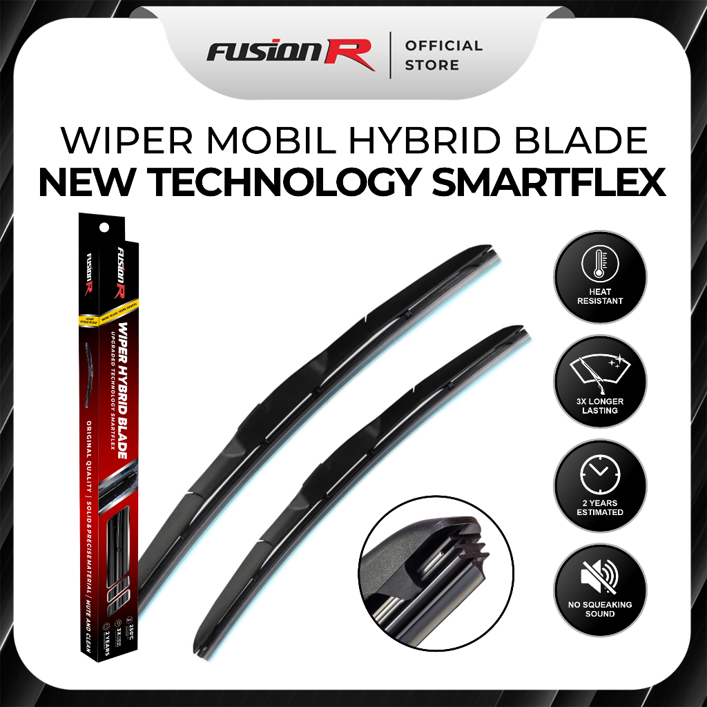 Jual Fusion R | Wiper Kaca Mobil Sepasang ( Paket isi 2 ) Wiper Karet Frameless Hybrid Blade ...