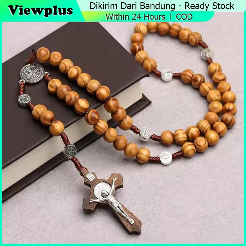 Jual Kalung Salib Katolik Rosario Katolik Manik Manik Kayu Liontin ...