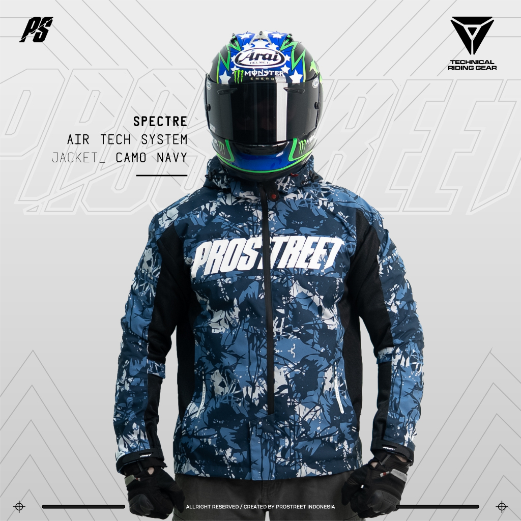 Jual Jaket Motor Prostreet Spectre Air Tech System Camo Navy | Shopee ...
