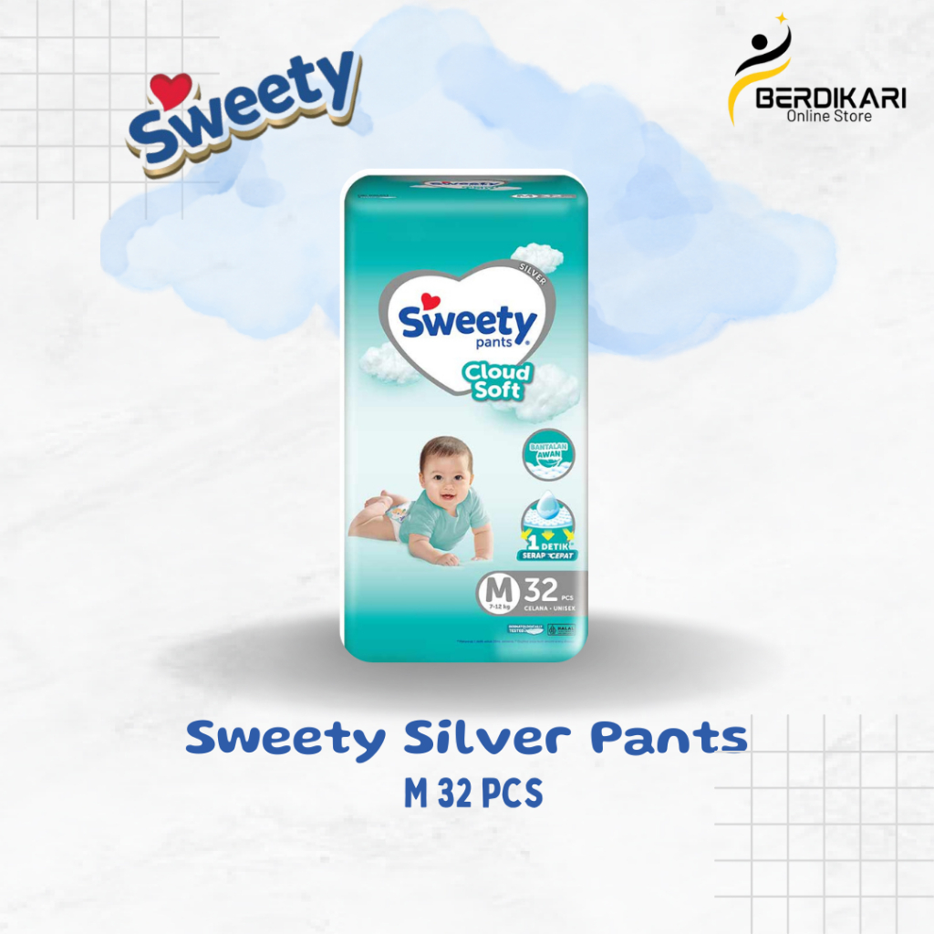 Jual Sweety Silver Pants Cloud Soft Size M 32 Popok Celana Baby Diapers ...
