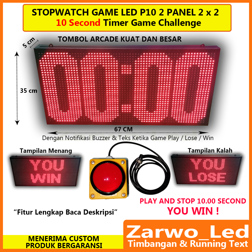 Jual Stopwatch 10 second timer game challenge-led p10 4 panel ...