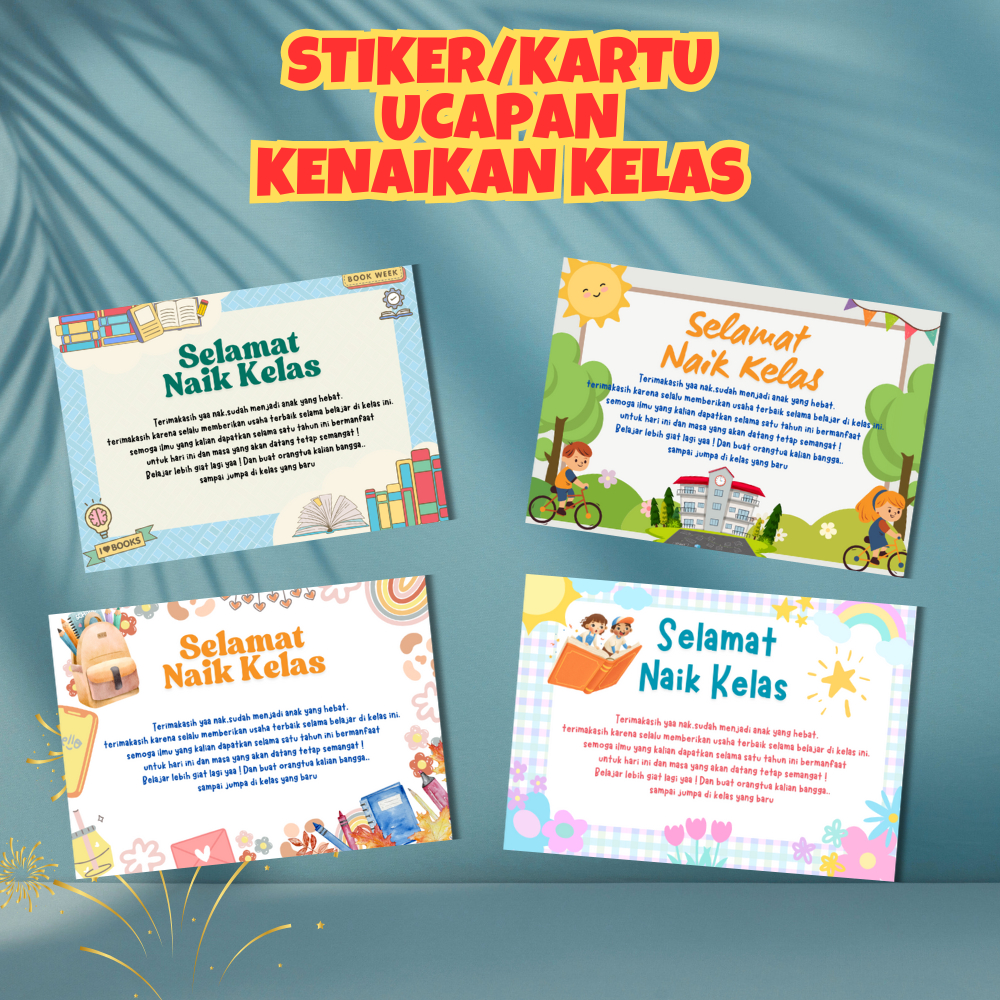 Jual Kartu/stiker Ucapan Kenaikan Kelas 1 Pack Isi 35 | Shopee Indonesia