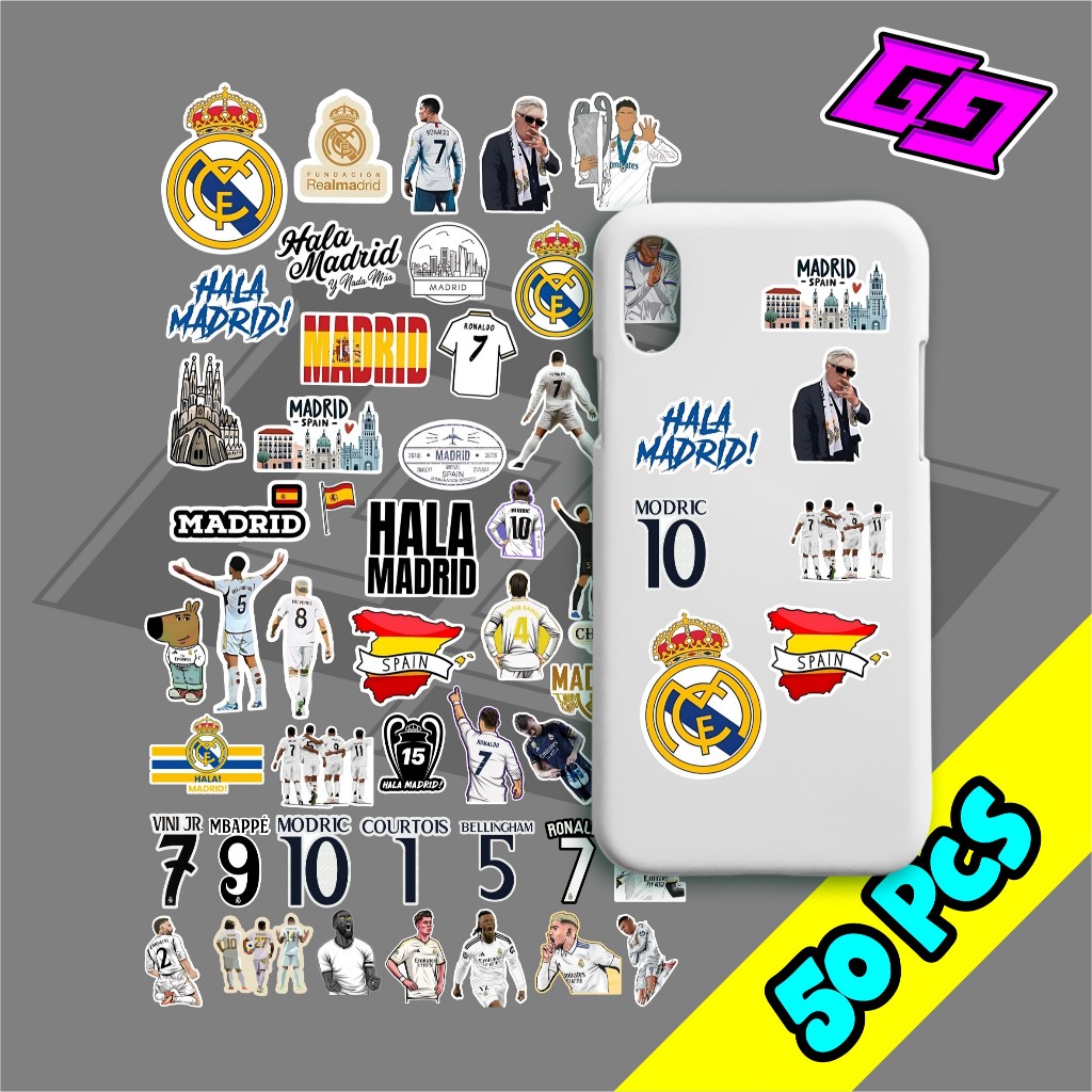 Jual STIKER PACK ISI 50PCS REAL MADRID AKSESORIS HP LAPTOP TUMBLER ...