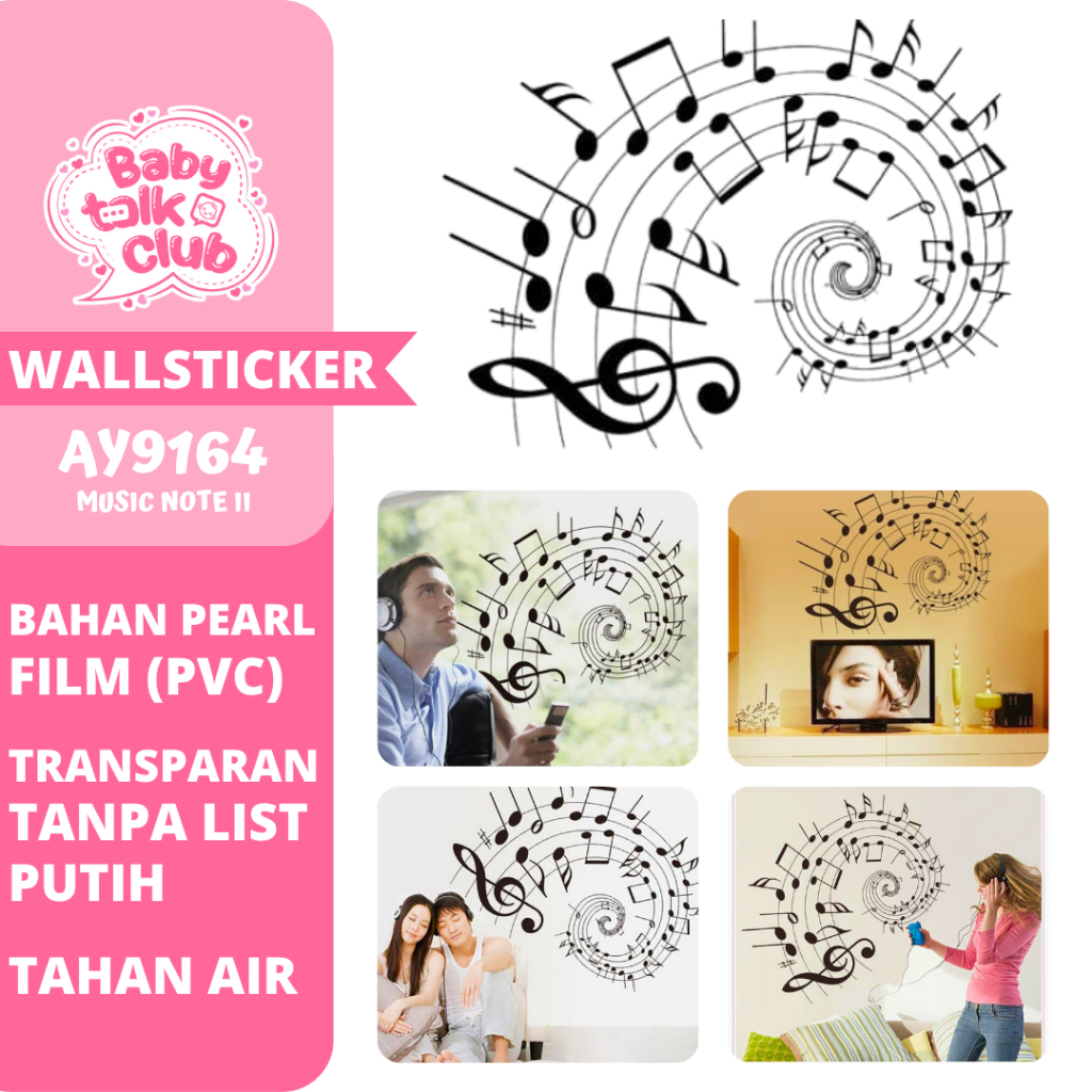 Jual Wall Sticker H1 - AY9164 Music Note II Wallsticker Dekorasi ...