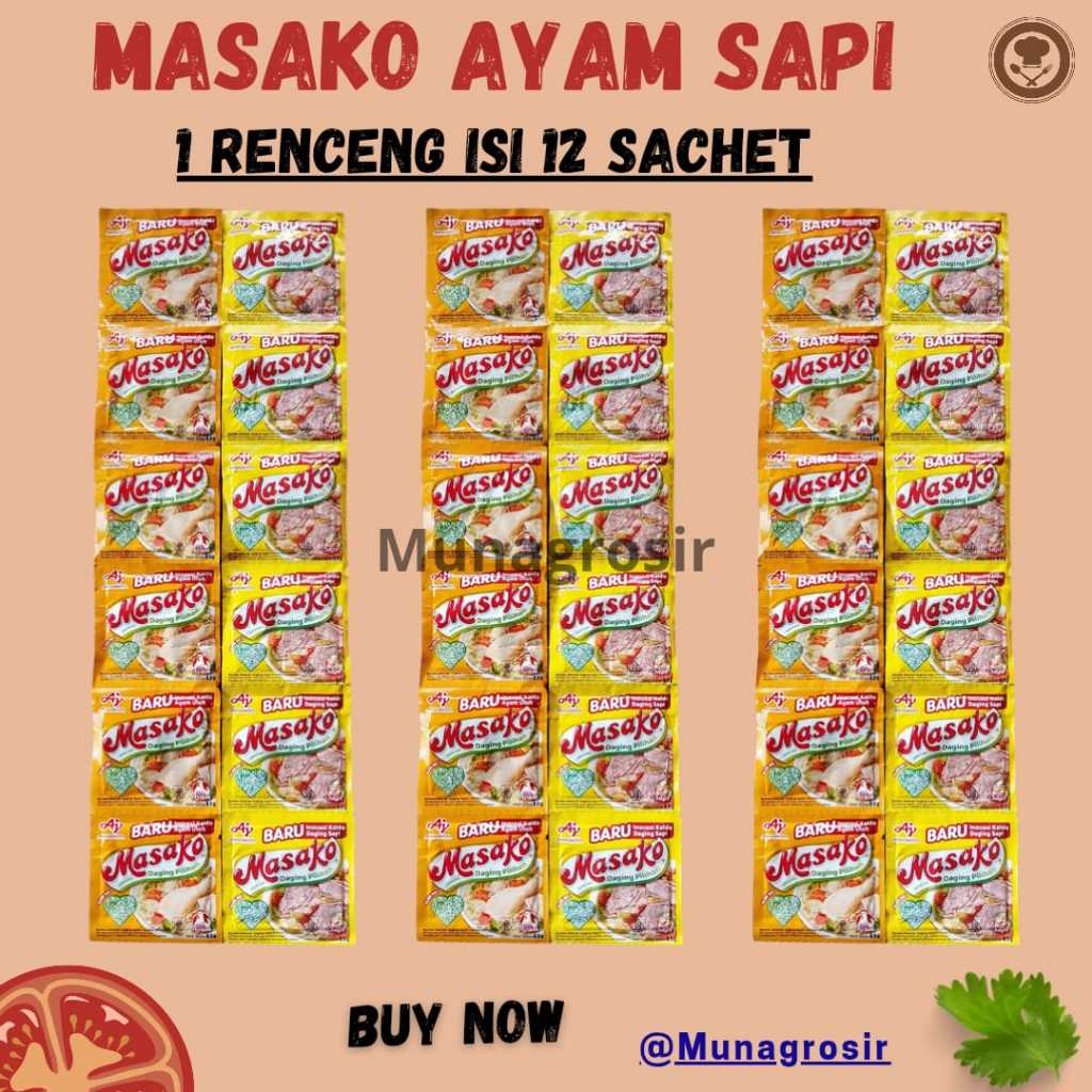Jual Masako Renceng Isi 12 Sachet Penyedap Rasa Masako Ayam & Masako ...