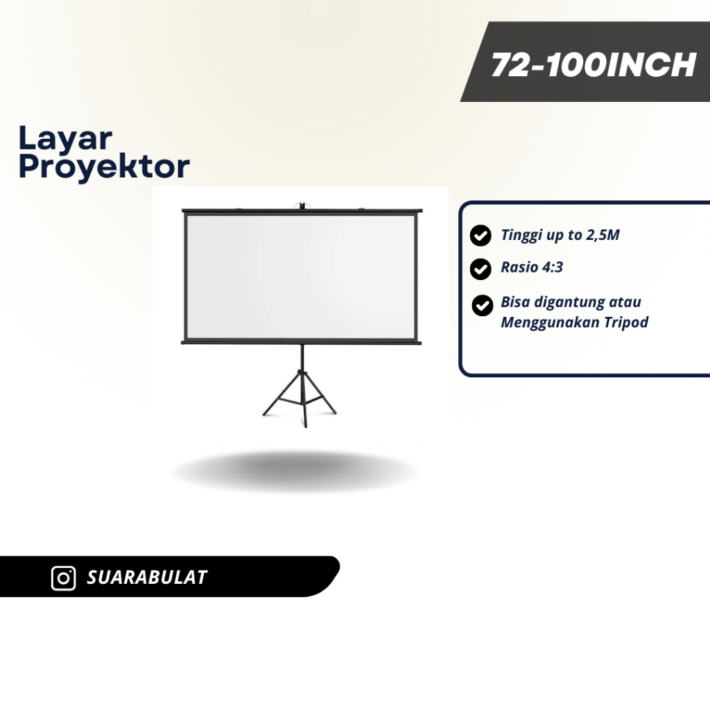 Jual Layar Proyektor Plus Tripod / Wall 72inch 100inch - Screen ...