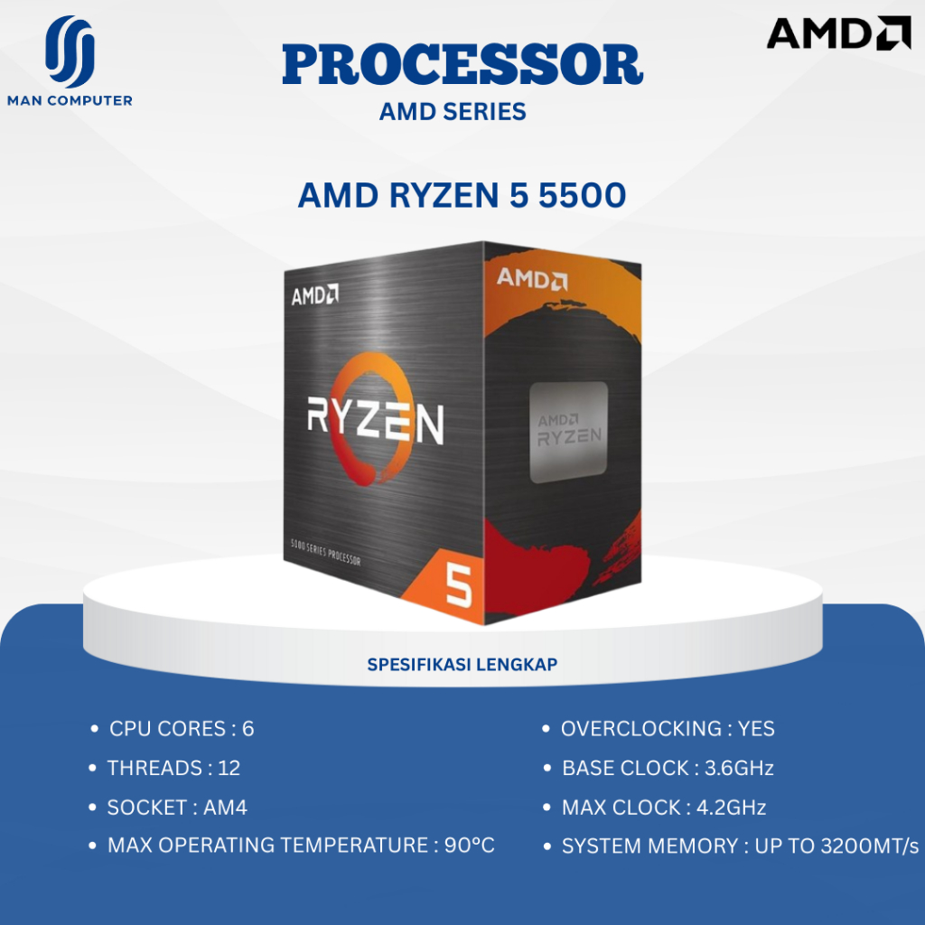 Jual AMD RYZEN 5 5500 BOX 6 Core 12 Thread | Shopee Indonesia