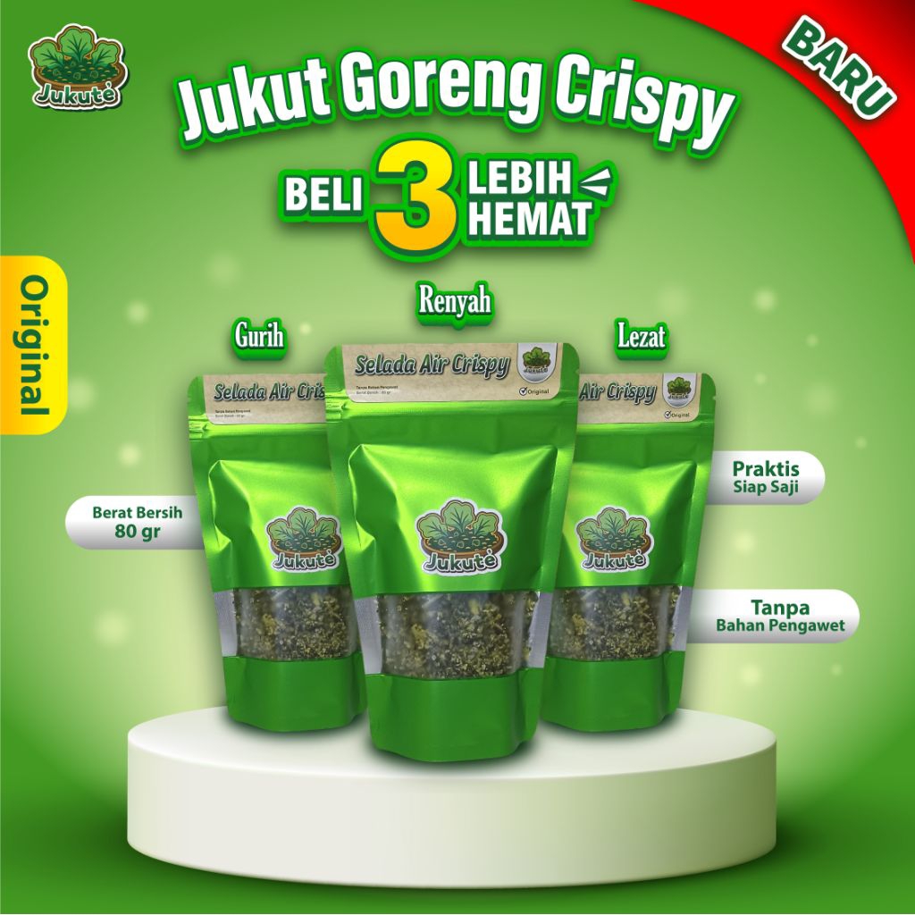 Jual Jukut Goreng / Selada Air Crispy rasa Original 80 gr - BELI 3 ...