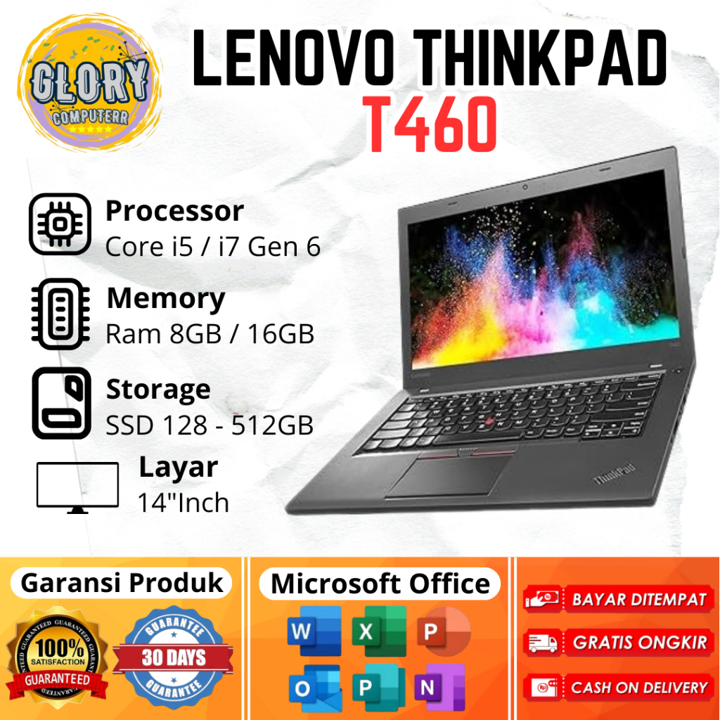 Jual Lenovo Thinkpad T460 Core i5 / i7 Gen 6 Ram 8GB / 16GB SSD 128GB ...