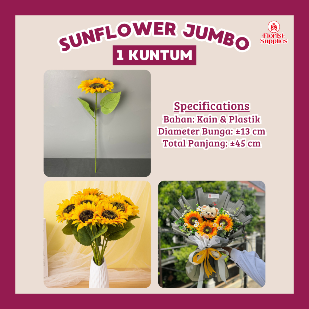 Jual Bunga Matahari Artificial Jumbo 1 Tangkai Sunflower Artificial ...
