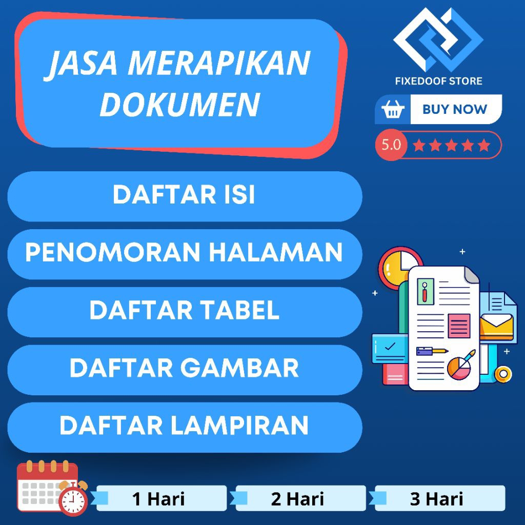 Jual Jasa Merapihkan Dokumen Daftar isi, Penomoran halaman, Daftar ...