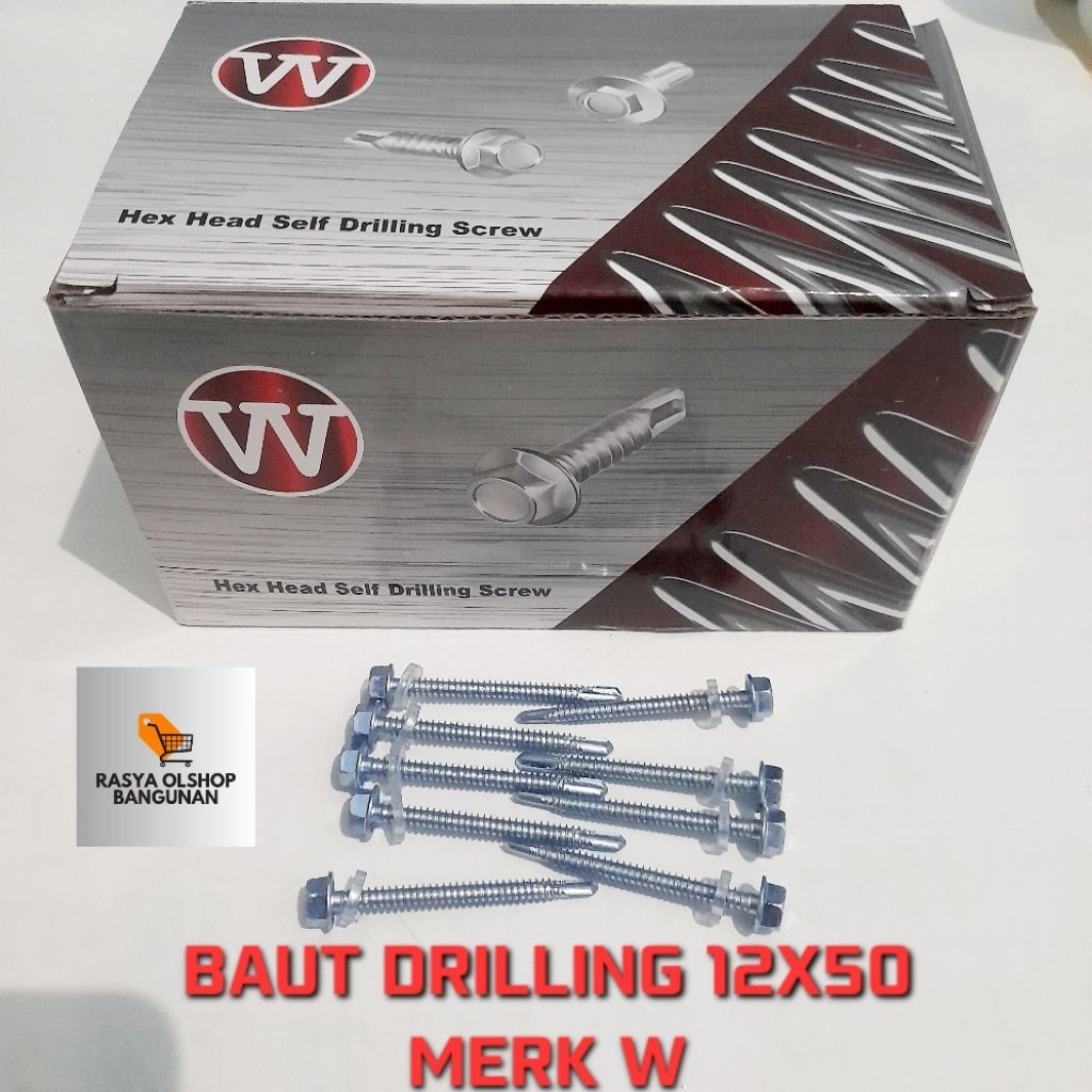 Jual baut drilling untuk atap spandek merk W ukuran 12x50 harga per ...