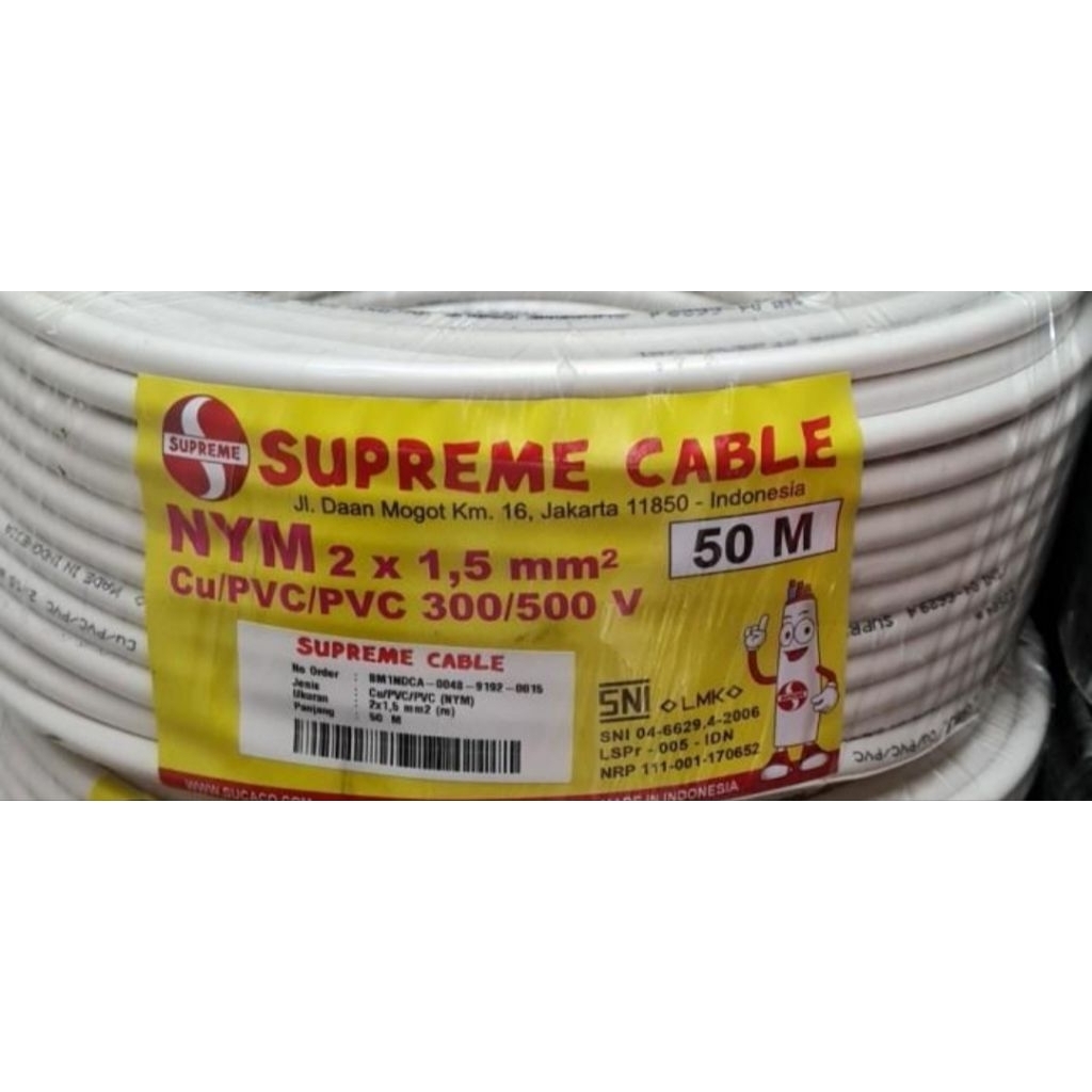 Jual Kabel Listrik NYM Supreme 2 x 1,5 mm kabel tunggal 2x1,5mm SNI | Shopee Indonesia