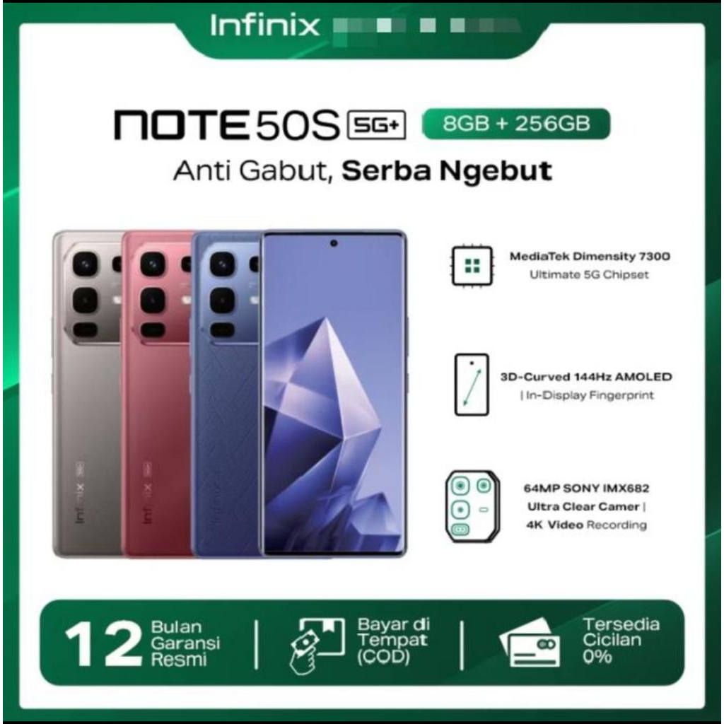 Jual Infinix Note 50S 5G+ 8/256GB - Up to 16GB Extended RAM - Dimensity 7300 Ultimate | Shopee ...