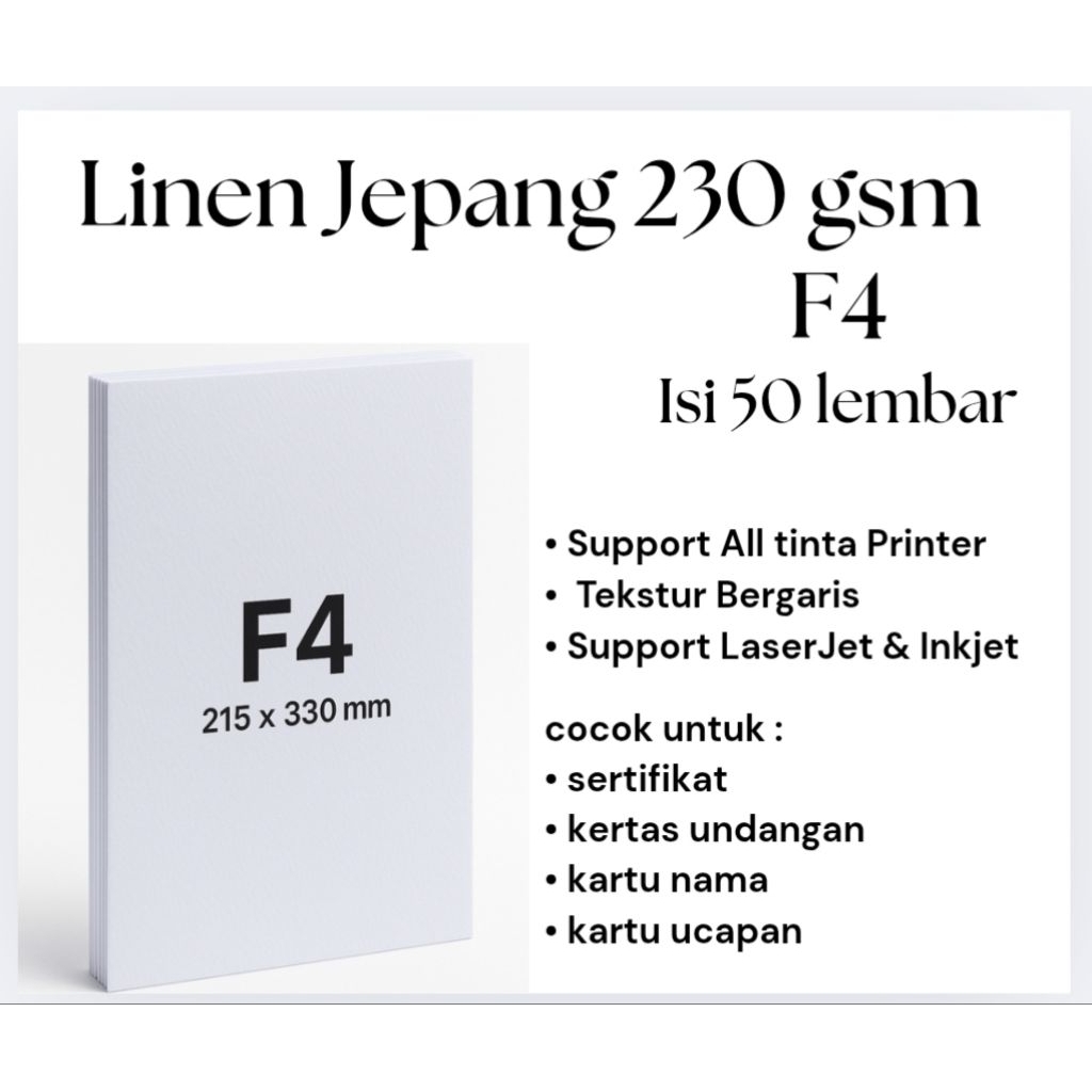Jual Kertas Linen Jepang Premium Isi 50 Lembar F4 230 gsm – Kertas ...