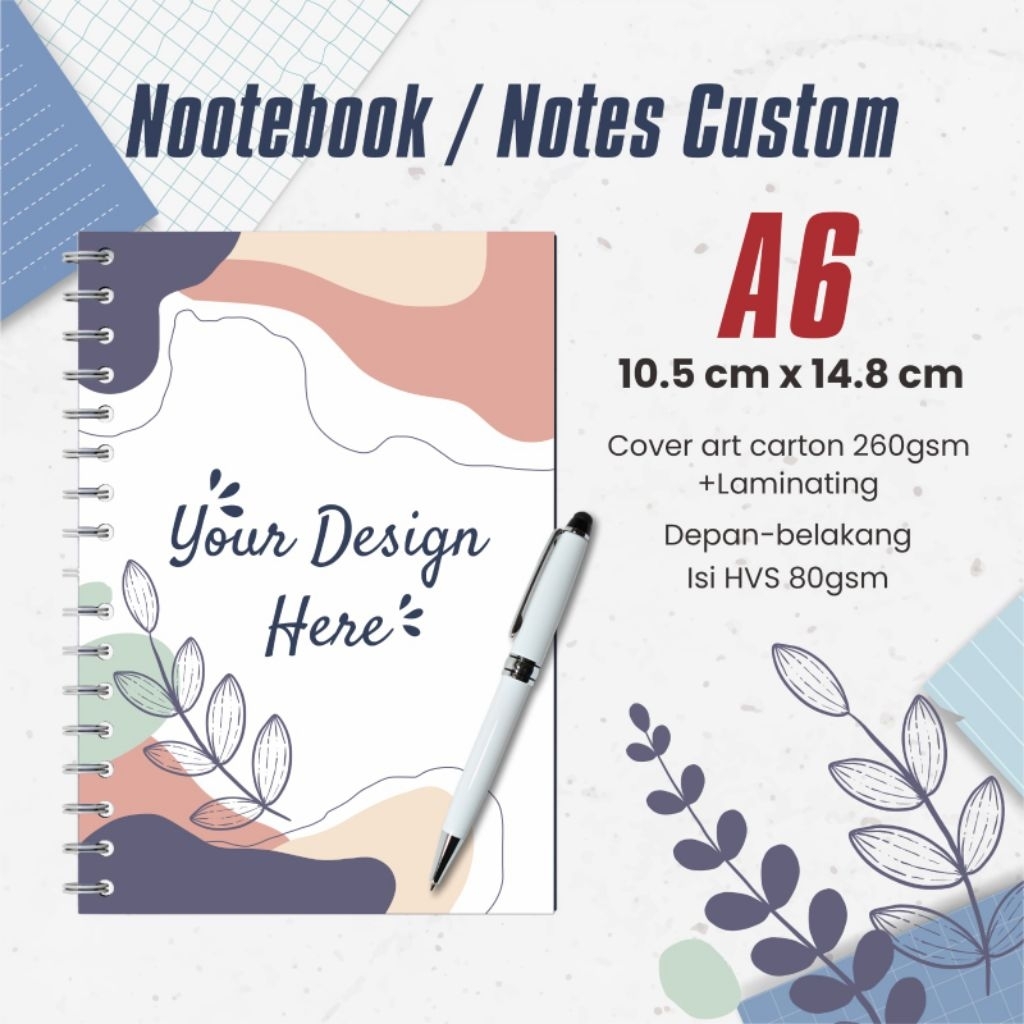 Jual Notebook notes A6 custom/notes custom/buku spiral isi 100 lembar ...