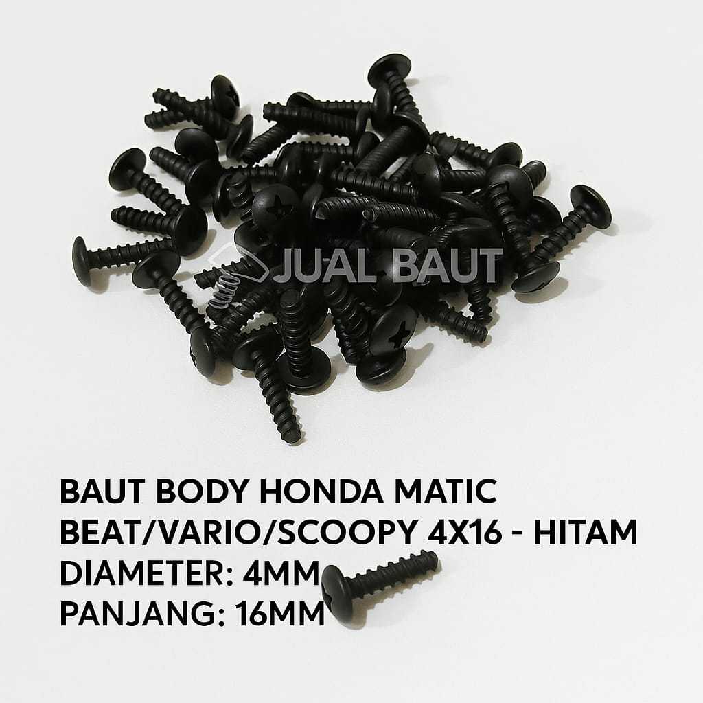 Jual Baut Body Motor Honda Matic Beat/Vario/Scoopy 4x16 Hitam | Shopee ...