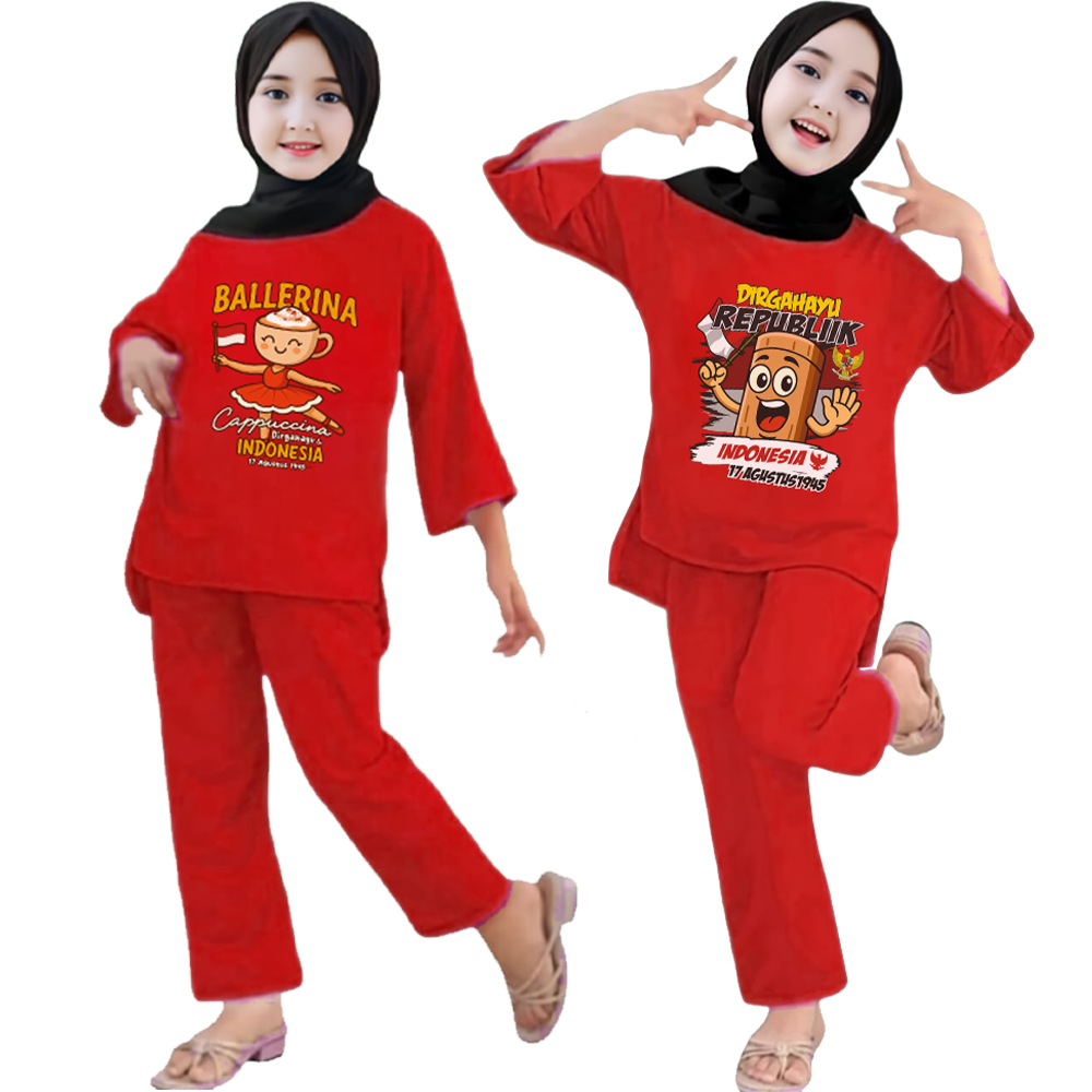 Jual Setelan Anak Perempuan Tung Tung Sahur ballerina 3-12 Tahun Hut RI Baju 17 Agustus baju ...