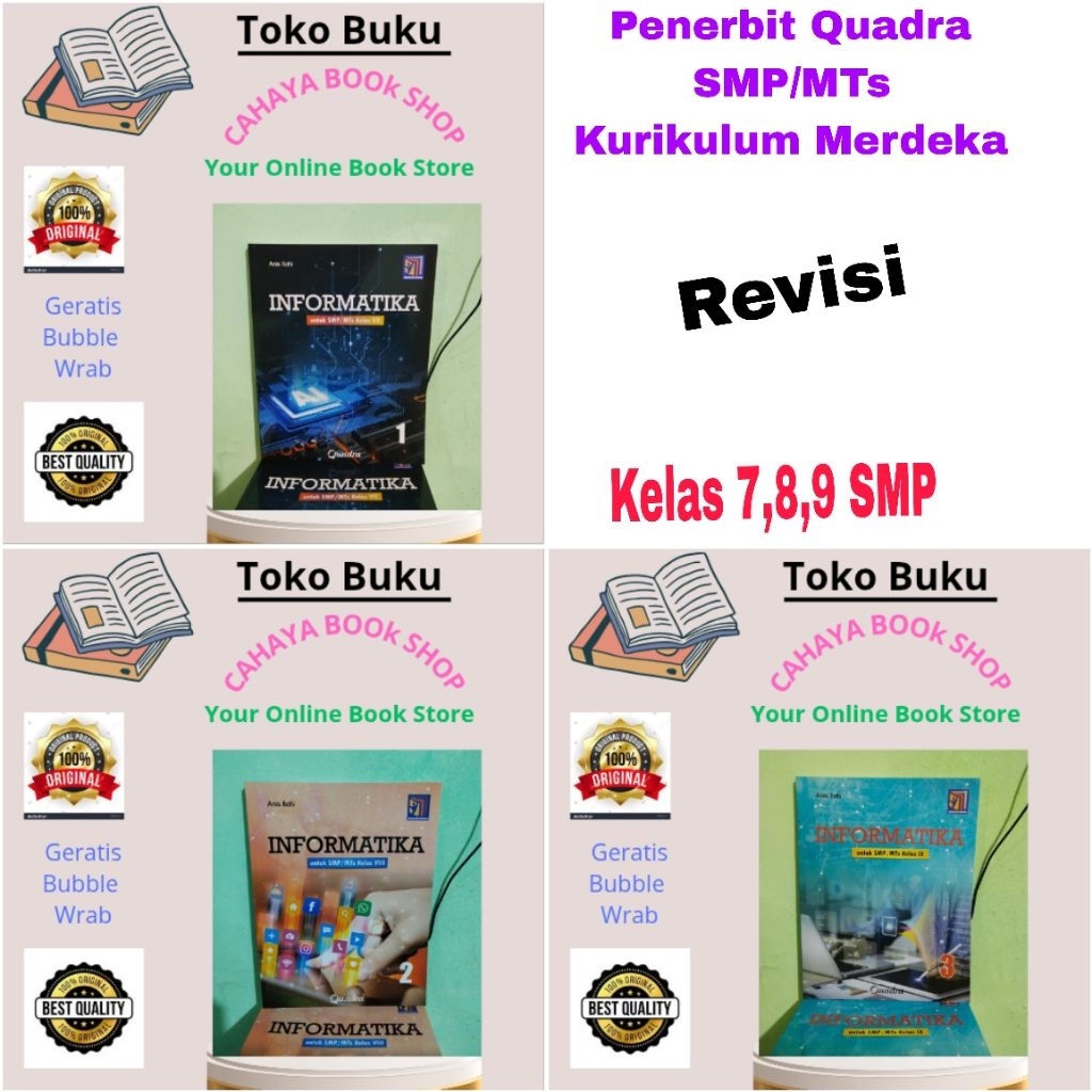 Jual BUKU INFORMATIKA SMP KELAS 7,8,9 Kurikulum Merdeka Quadra | Shopee Indonesia