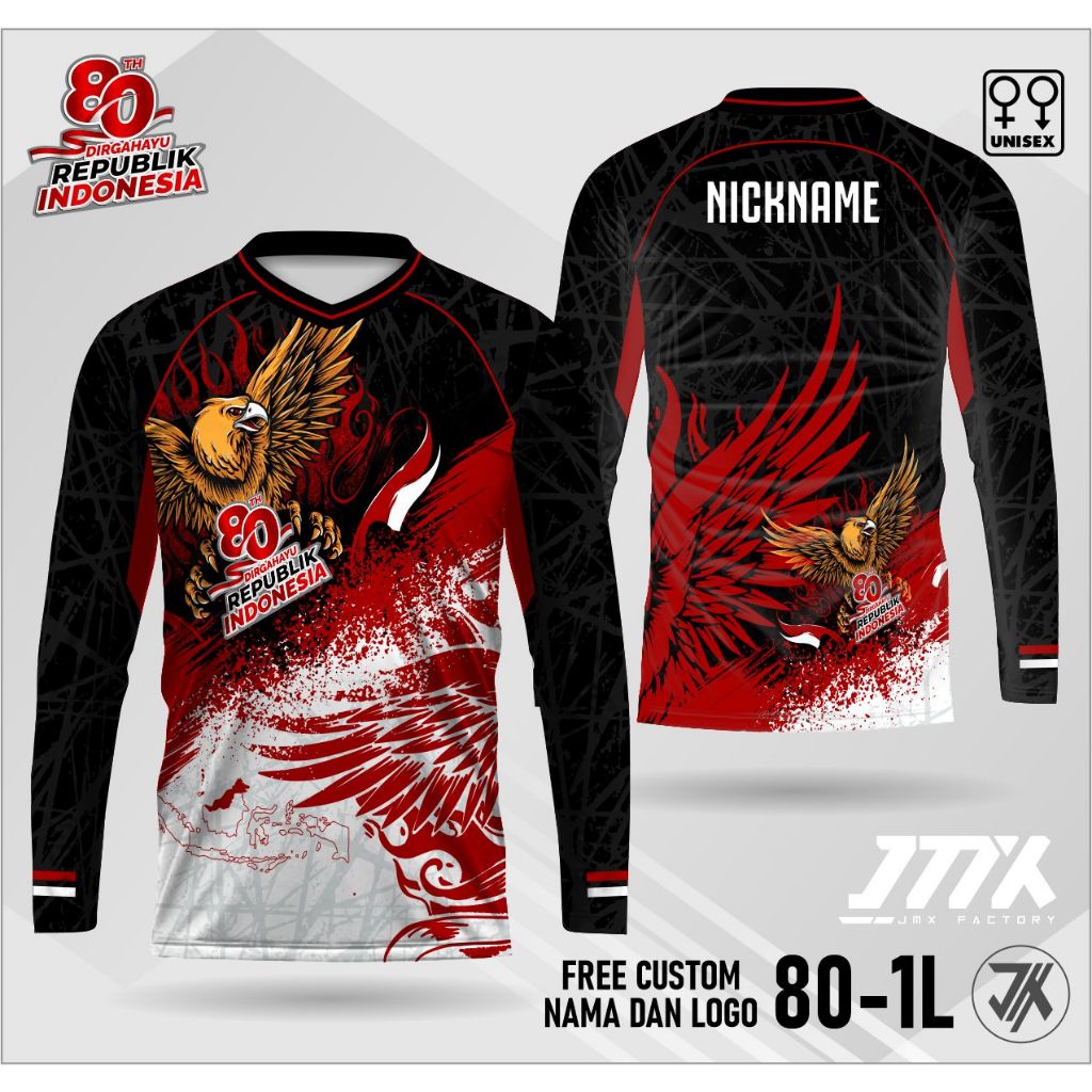 Jual jersey lengan panjang hut kemerdekaan RI 80th jersey 17 Agustus ...