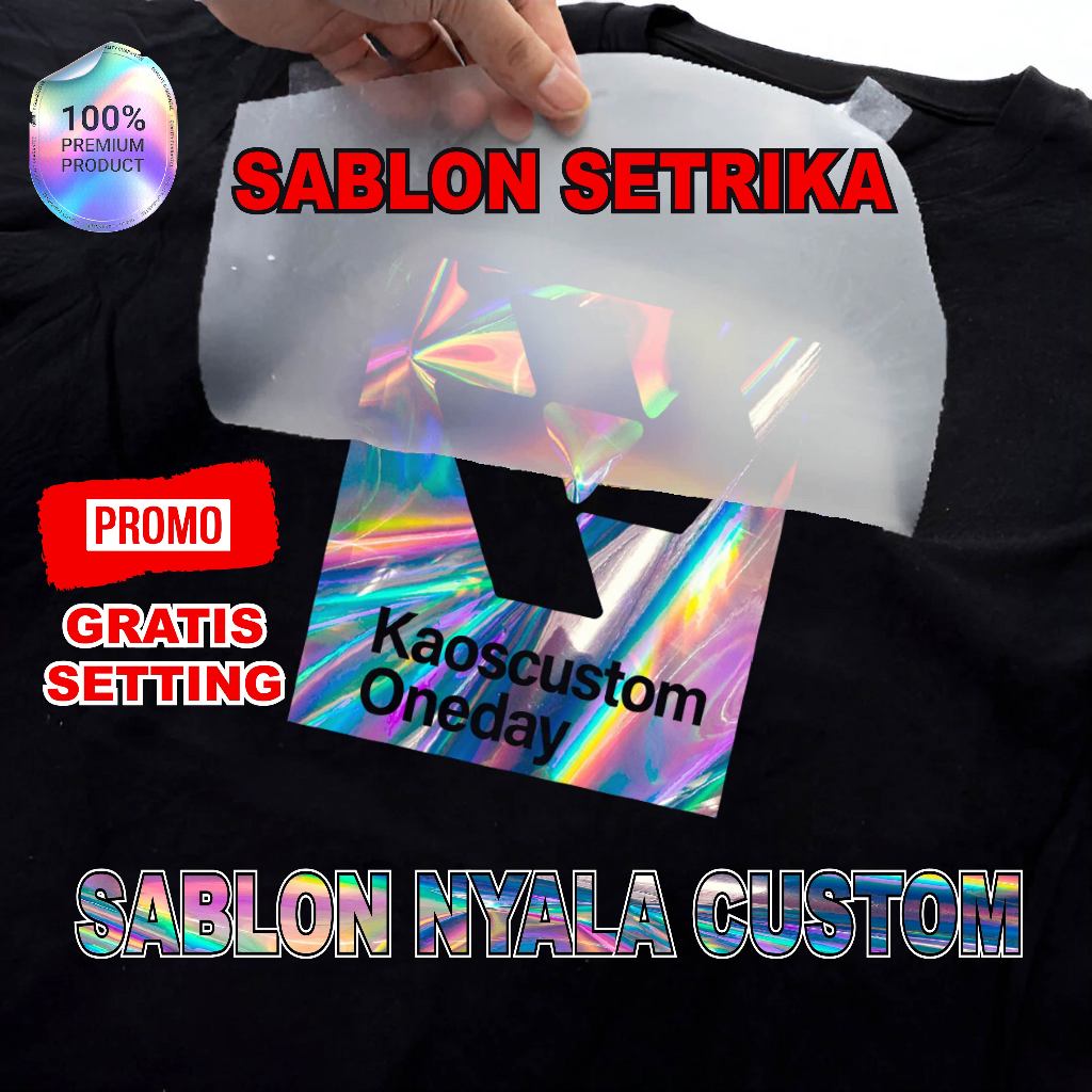 Jual sablon setrika custom satuan rainbow hologram glow in the dark ...
