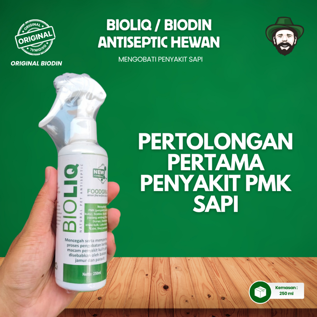 Jual BIOLIQ BIODIN Spray Antiseptic Obat PMK, Luka, Gatal, Lumpy Skin ...