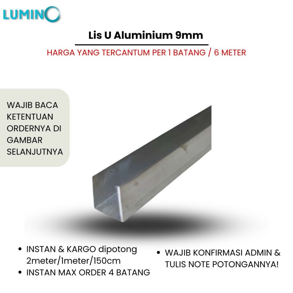 Jual Lumino 11001A - Lis U Aluminium 3/8 / Lis U Aluminium Tali Air ...