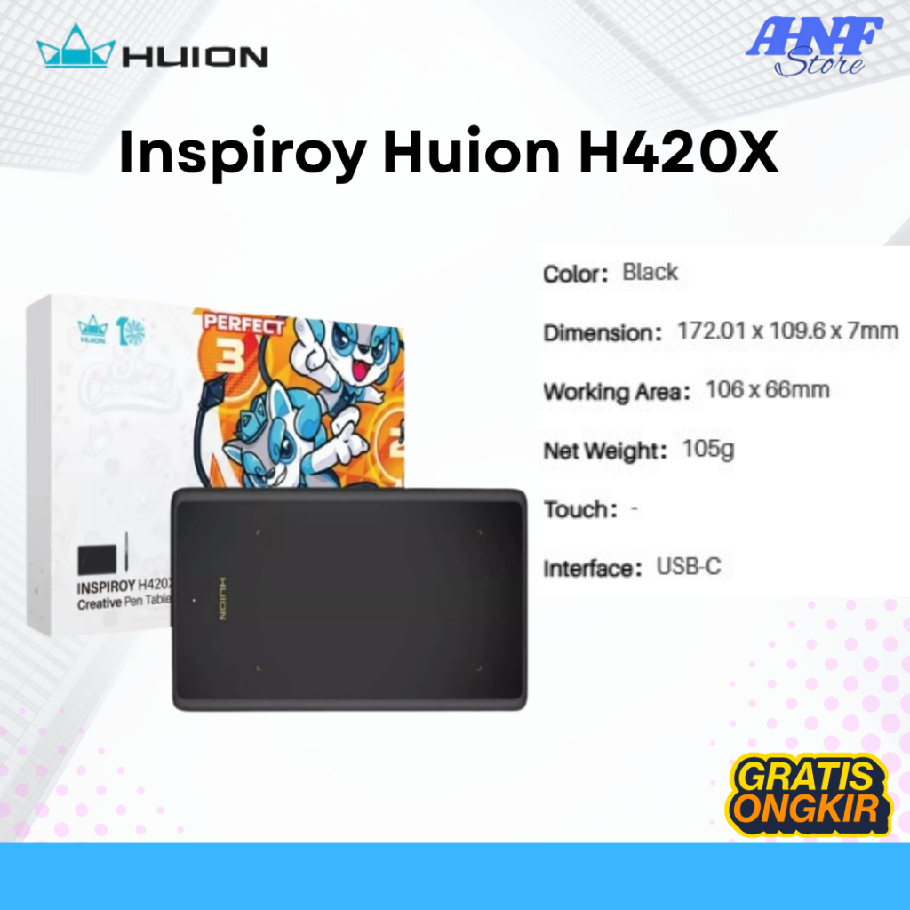 Jual Huion Inspiroy H420X Drawing Pen Tablet garansi resmi 1 thn ...
