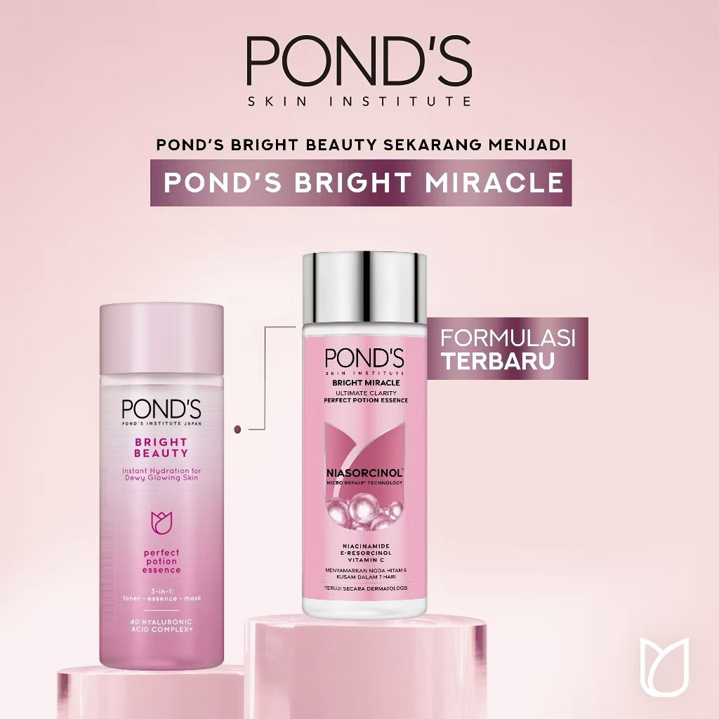 Jual Ponds 3In1 Essence + Toner Perfect Potion Bright Beauty Hyaluronic ...