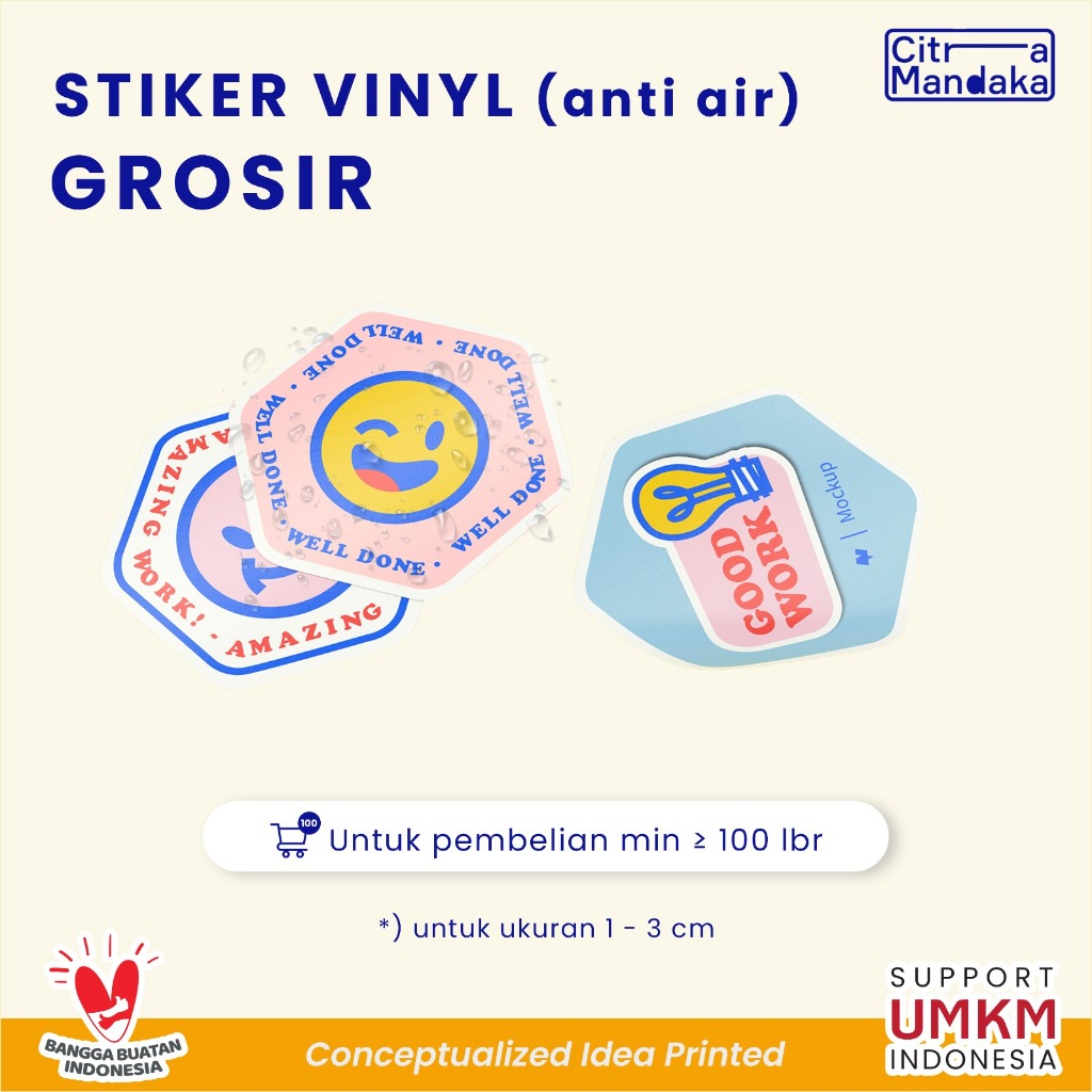 Jual Cetak Sticker Vinyl Anti Air Ukuran Kecil Grosir A3 Waterproof ...