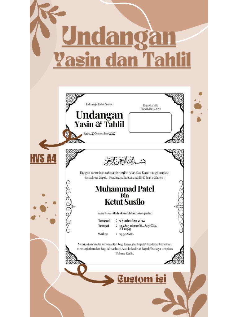 Jual Undangan yasin dan tahlil/isi custom/murah/A4 | Shopee Indonesia