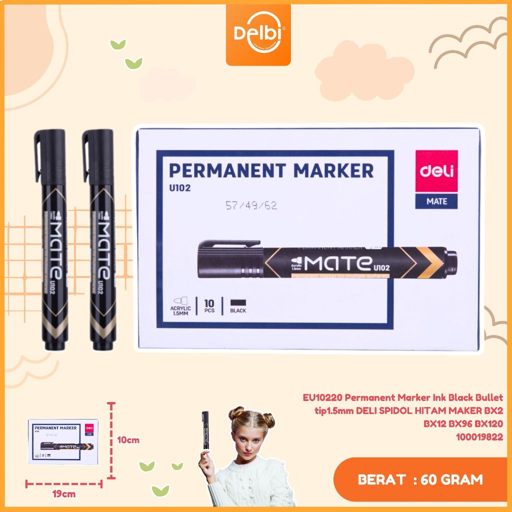 Jual Spidol DELI Permanent Marker - EU10220 EU10220 Permanent Marker ...