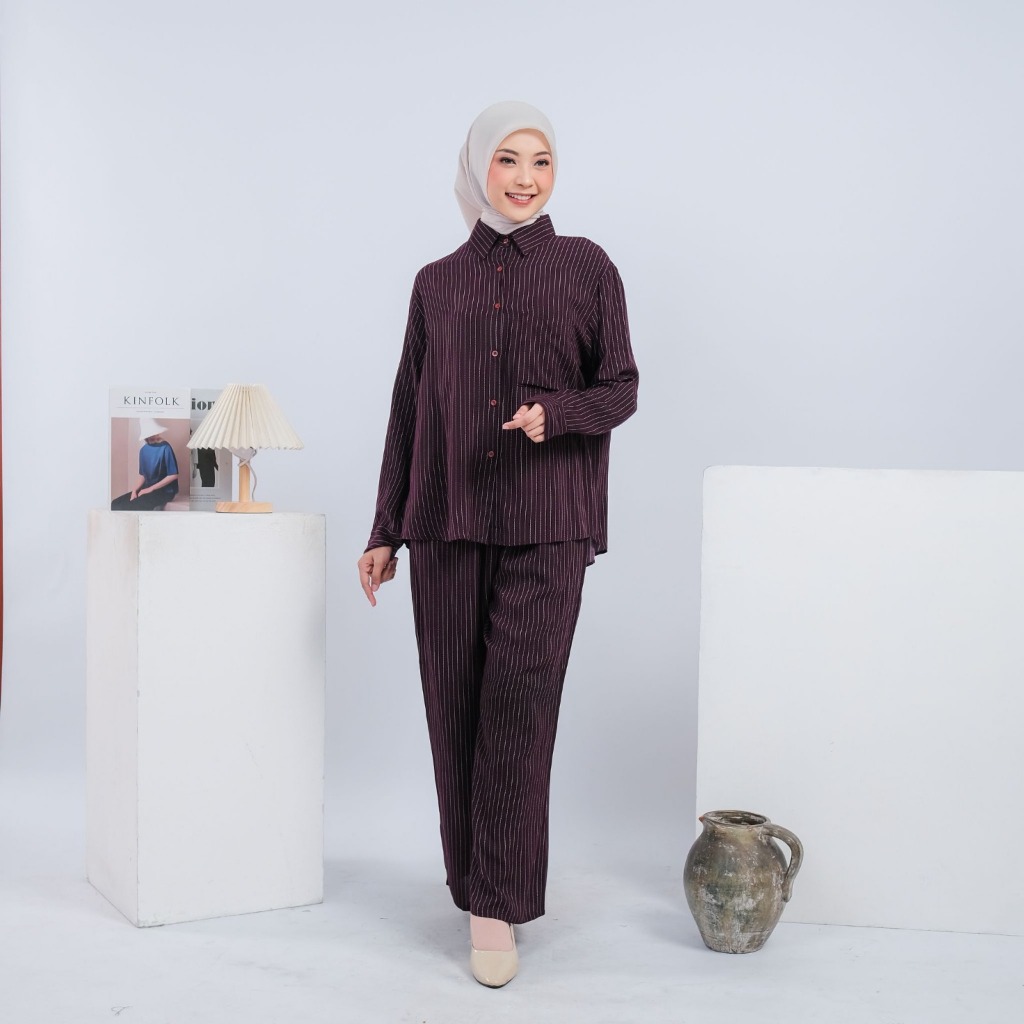Jual Nasyasha - Larissa One Set Polos Celana Kulot Wanita Semi Cutbray ...