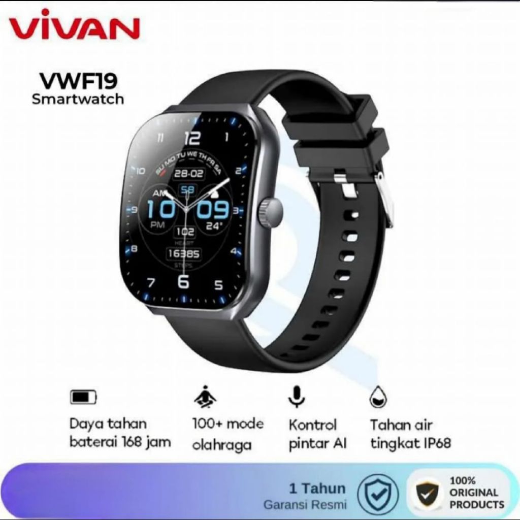 Jual VIVAN Smartwatch VWF19 Curved Screen Grey Garansi Resmi 1 tahun ...