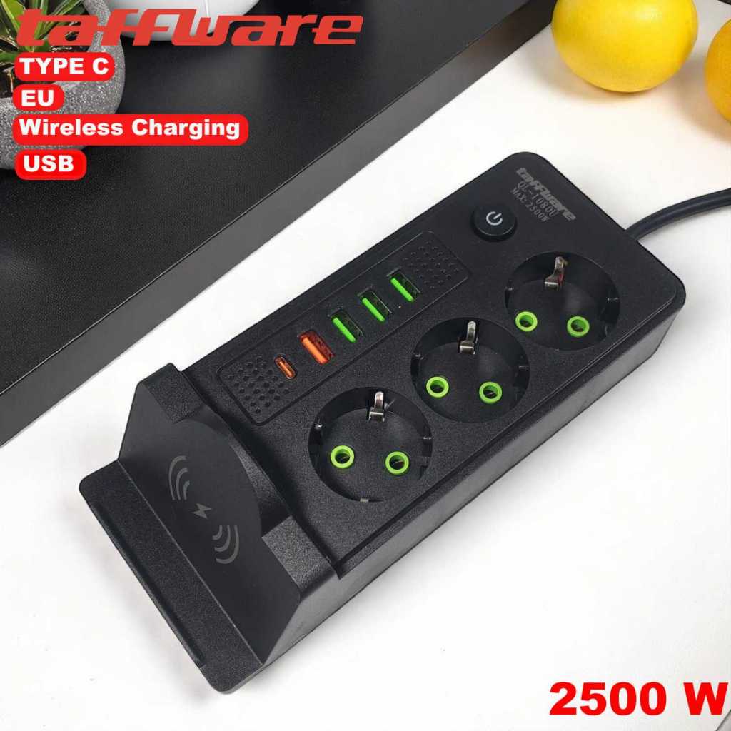 Jual Taffware Stop Kontak USB Type C EU Plug Wireless Charging 2500W - QL-1080U - Black | Shopee ...