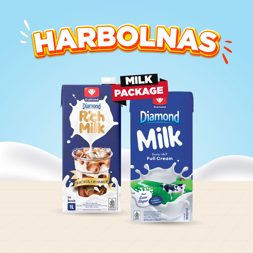 Jual MILK PACKAGE DIAMOND UHT RICH MILK 1 LT & DIAMOND MILK UHT FULL ...
