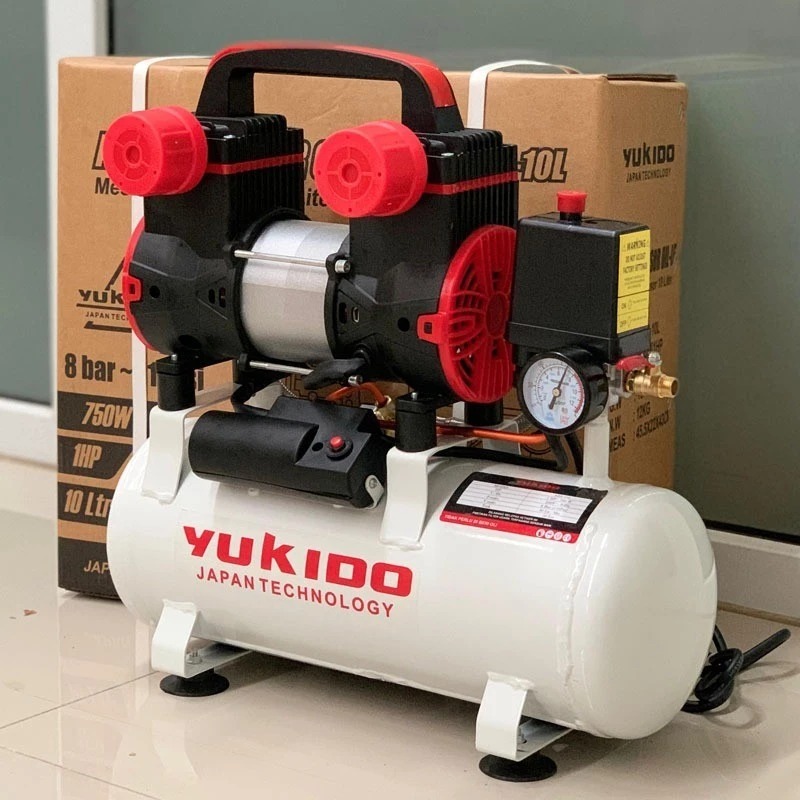 Jual NEW YUKIDO 1HP 10L Oilless Air Compressor Silent Kompresor Angin ...