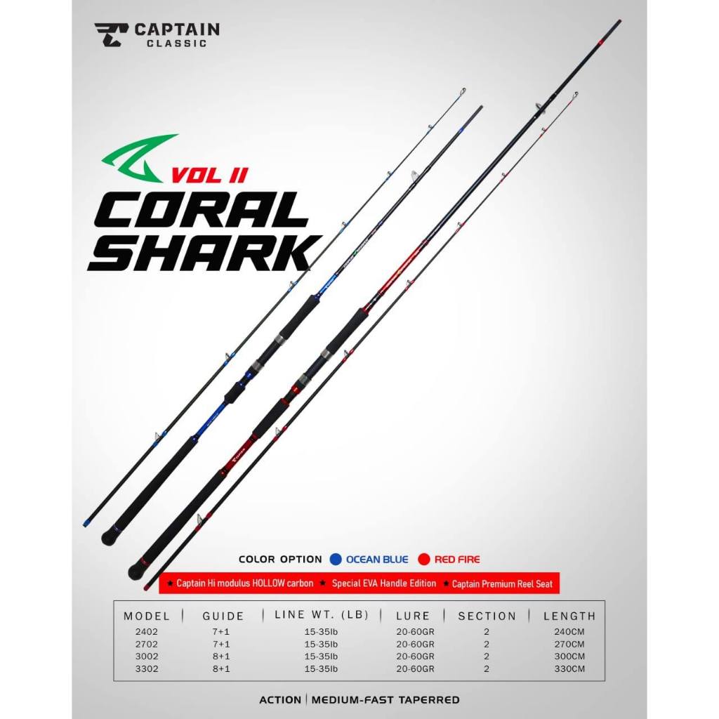 Jual Rod SPINNING CAPTAIN CLASSIC CORAL SHARK VOL.II - 24T CARBON ...