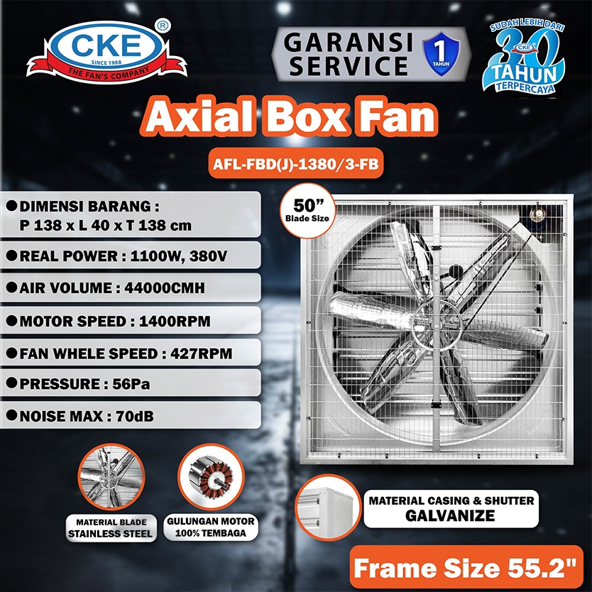 Jual Kipas Blower Kandang Ayam Gudang 50 Inch Axial Box Fan 3 Phase ...