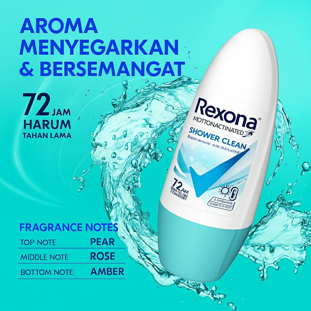 Jual Rexona Deodorant Roll On 45ml Shower Clean Biru Deodoran 45 ml ...