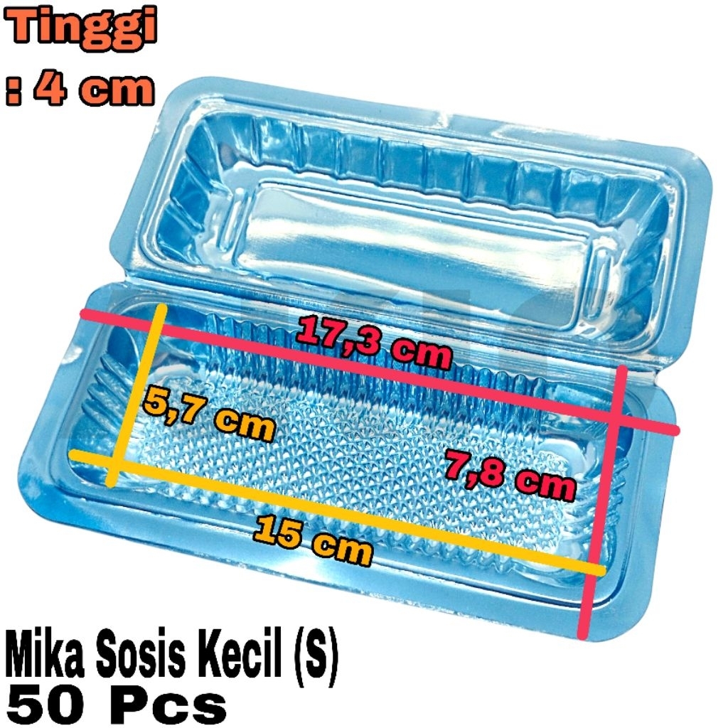 Jual Mika Plastik Kotak Bening SOSIS KECIL S Isi 50 Pcs GLX Box Wadah ...