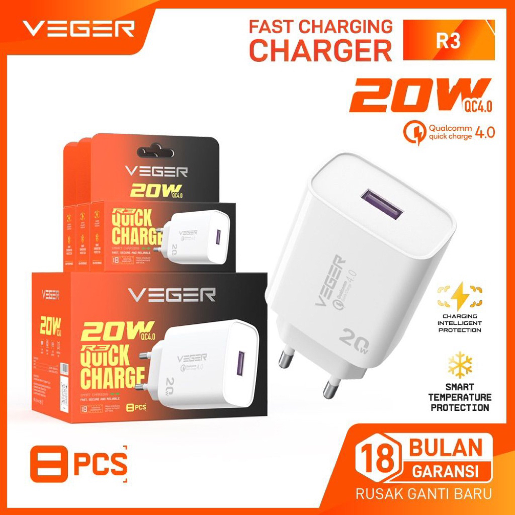 Jual VEGER R3 / batok adapter charger VEGER R3 20watt Quick Charge 3.0 ...