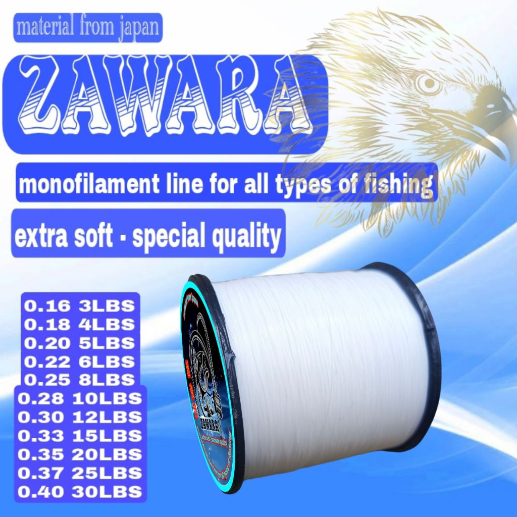 Jual senar pancing ZAWARA fishing line original warna putih susu roll ...