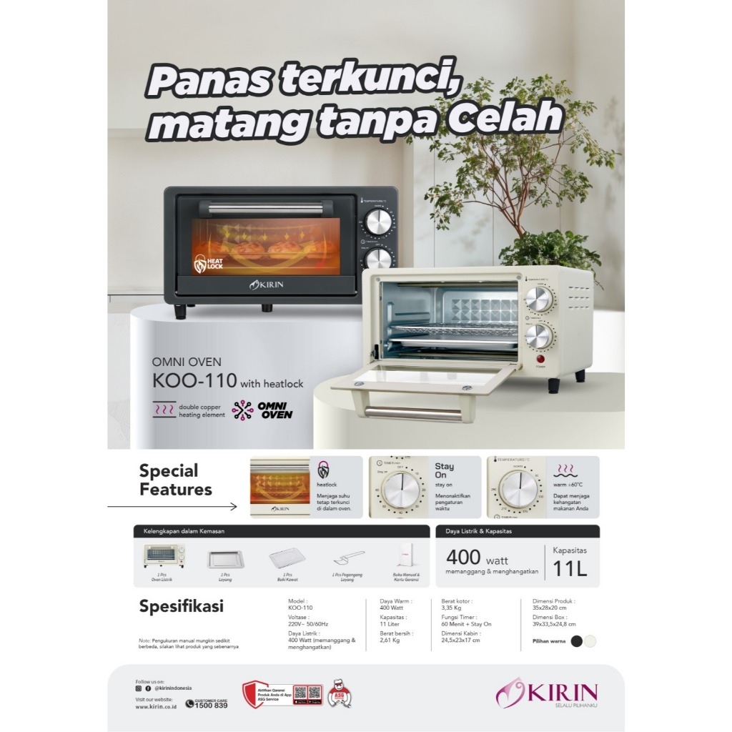 Jual KIRIN Oven KBO 100 Omni - KBO100 KBO-100 KOO110 KO 110 Garansi Resmi | Shopee Indonesia