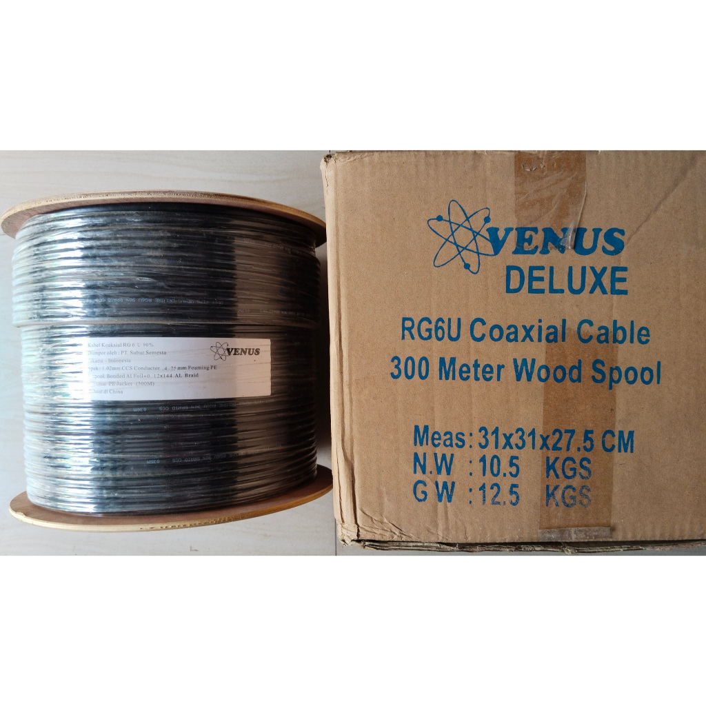 Jual Kabel Koaxial RG6 VENUS 300 Meters 75 Ohm Deluxe Rol Kayu | Shopee Indonesia